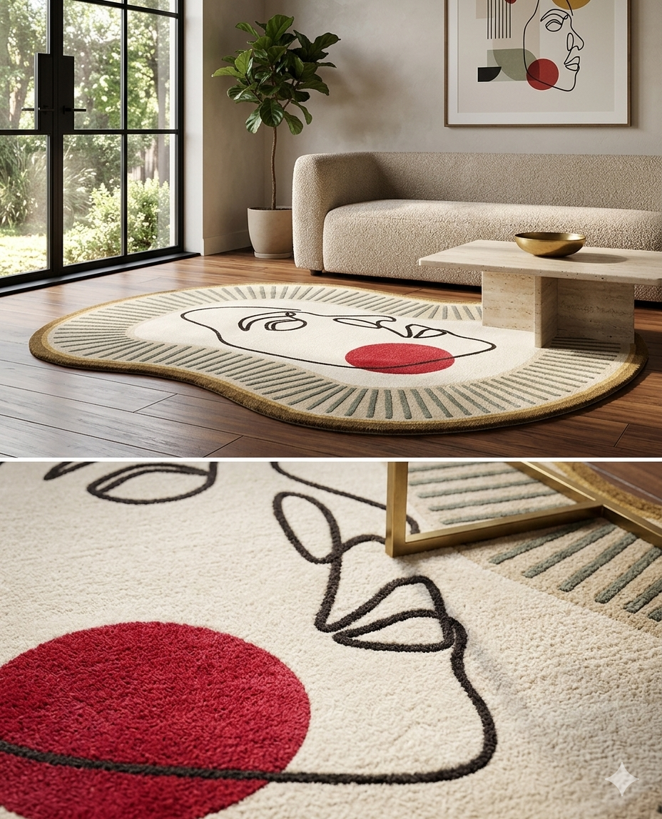 Artistic Face Line Design Hand-Tufted Wool Rug – Carpetroom